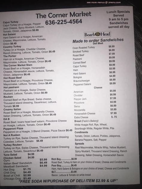 Corner Market Deli Menu Hattiesburg Ms At Rebecca Patrick Blog