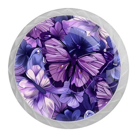 4 Pack Pattern Cabinet Knobs Seamless Butterflies Purple Cabinet Pull Handle Kitchen Door