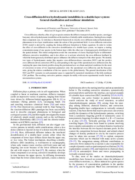 Pdf Cross Diffusion Driven Hydrodynamic Instabilities In A Double