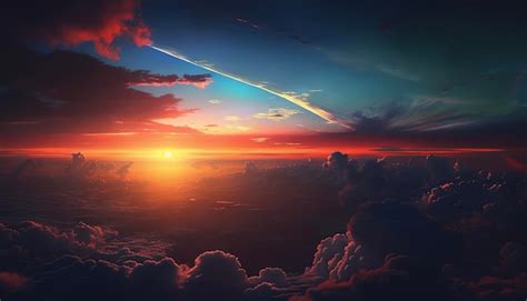 Premium Ai Image Fantasy Sunset Landscape