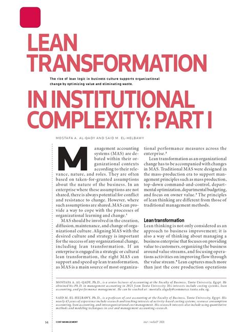Pdf Lean Transformation In Institutional Complexity Part I
