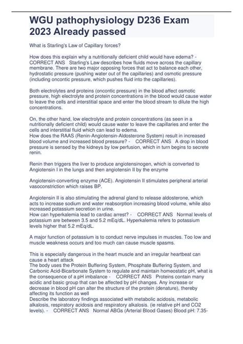 Wgu Pathophysiology D236 Exam 2023 Already Passed Wgu D236 Stuvia Us