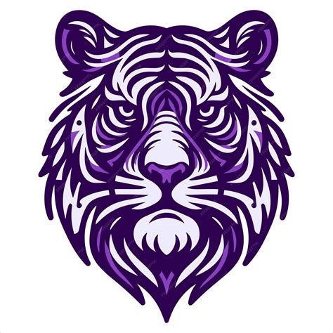 Premium Vector Tiger Head Purple Tiger Head Illustration