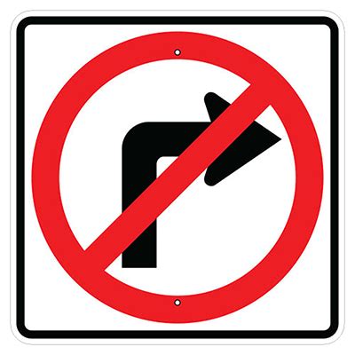 Aluminum No Right Turn Symbol Sign R3 1s
