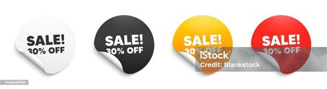 Diskon 30 Persen Tanda Penawaran Harga Promosi Spanduk Lencana Stiker Bundar Vektor Ilustrasi