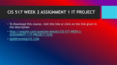 Ppt Cis 517 Week 2 Assignment 1 It Project Powerpoint Presentation
