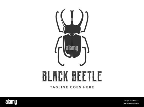 Silhouette Of Black Horn Beetle Bug Illustration Logo Design Stock Vector Image And Art Alamy