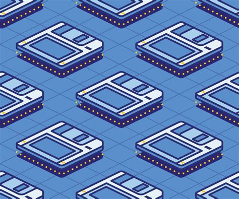 Isometric Floppy Magnetic Disk Seamless Pattern Concept 80s And 90s