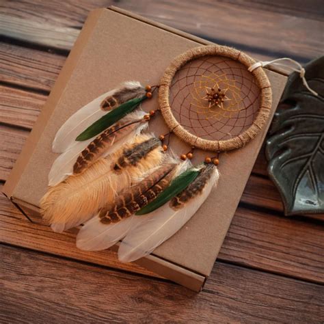 Authentic Style Handmade Beige Green Natural Dreamcatcher Inspired By