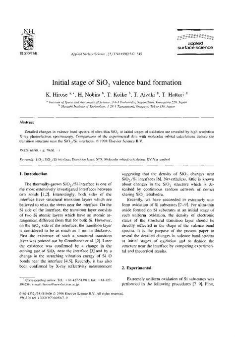 Pdf Initial Stage Of Sio2 Valence Band Formation Dokumentips