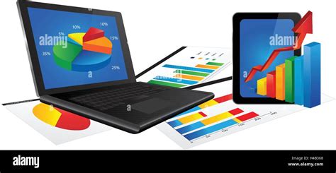 Laptop And Tablet With Statistics Chart Stock Vector Image And Art Alamy