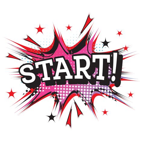 Start Comic Text In Pop Art Style 17519045 Vector Art At Vecteezy