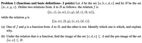 Solved Problem Functions And Basic Definitions Points Chegg