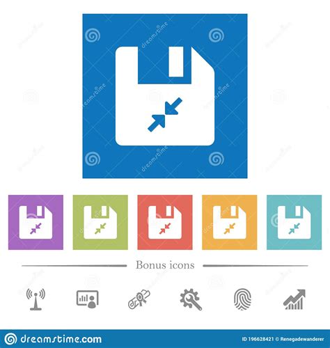 Compress File White Icons On Edged Square Buttons Vector Illustration 195146792