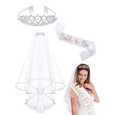 Bride To Be Sash Tiara Veil 3 Pcs Bachelorette Party Decorations