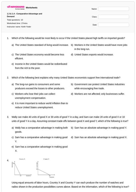 50 Comparative Advantage Worksheets For Class 9 On Wayground Free