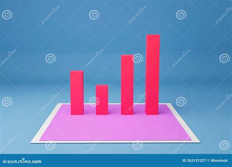 Digital 3d Render Of Pink Bars Of A Statistical Histogram Stock