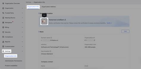 Admin Edit Organization Info
