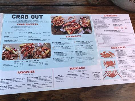 Menu At Joes Crab Shack Restaurant Sacramento Front St