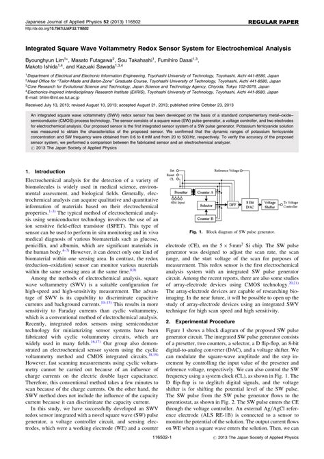 Pdf Integrated Square Wave Voltammetry Redox Sensor System For Electrochemical Analysis