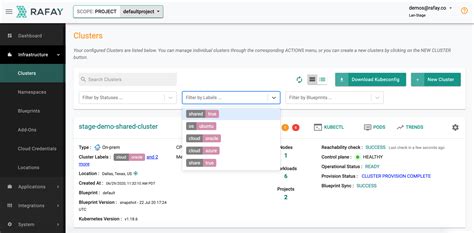 Kop Cluster Metadata Cluster Labels Rafay Product Documentation