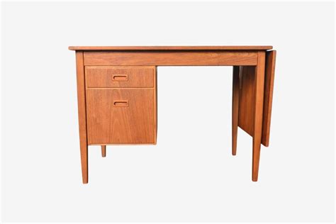 Swedish Modern Drop Leaf Desk With Movable Case In Teak Beech
