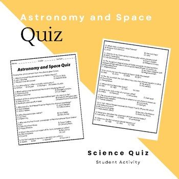 Astronomy And Space Quiz Science Quiz By Z Agent TPT