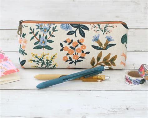 Rifle Paper Co Wildflower Field Canvas Pencil Case Boxed Bottom Pencil