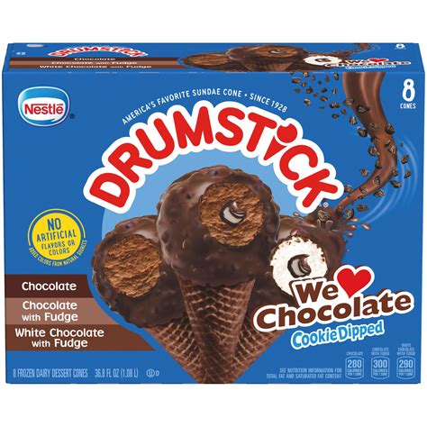 Drumstick Chocolate Cookie Dipped Sundae Cones Variety Pack 8 Count