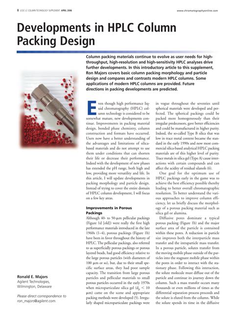 Pdf Developments In Hplc Column Packing Design