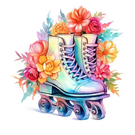 Premium Ai Image A Colorful Drawing Of A Pair Of Roller Skates With A