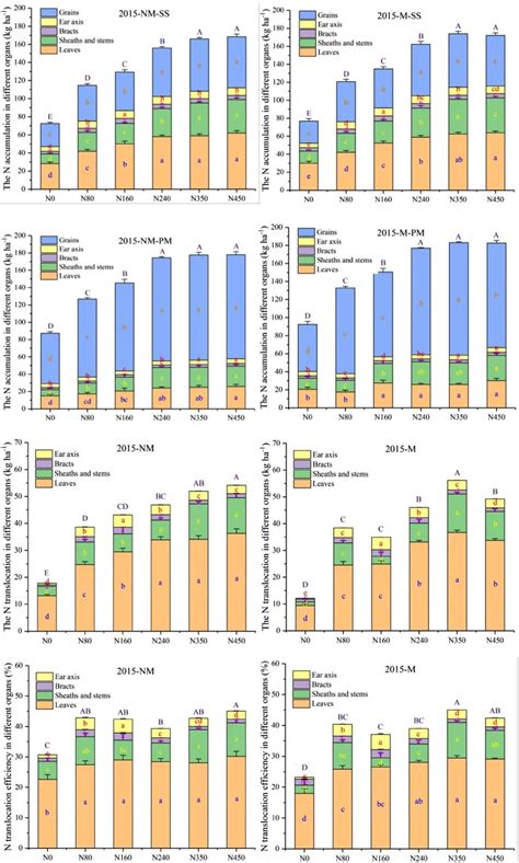 The N Accumulation N Translocation And N Translocation Efficiency In