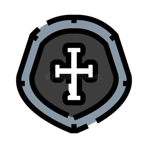 Medieval Knight Shield With A Cross Emblem Protecting Stock Vector