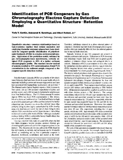 Pdf Identification Of Pcb Congeners By Gas Chromatography Electron