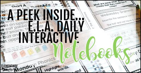 Daily Ela Interactive Notebook A One Week Peek