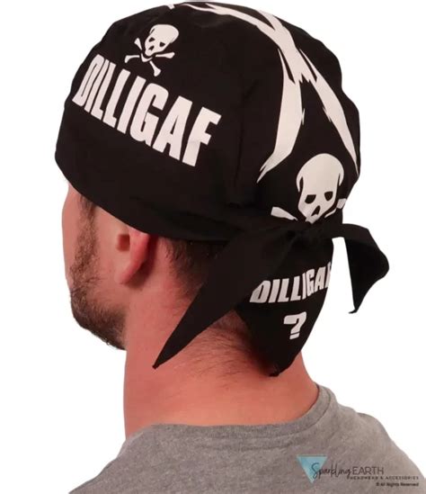 Classic Skull Cap Screen Printed Dilligaf On Black Hudson Leather