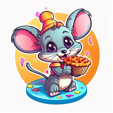 Premium Ai Image Cartoon Mouse With A Pie In His Hand Generative Ai