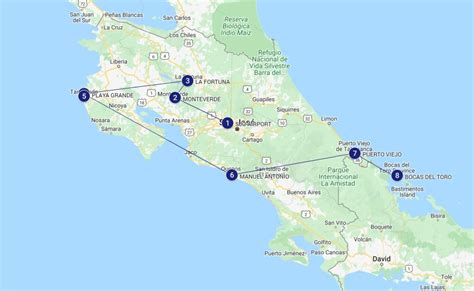 Costa Rica Road Trip Map 60 Photos