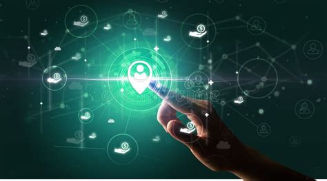 Businessman Hand Pressing Stock Graphic Information On Multitouch