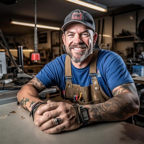 Premium Ai Image Work A Labour Dress Men Facing Hardship Job Smile Passing