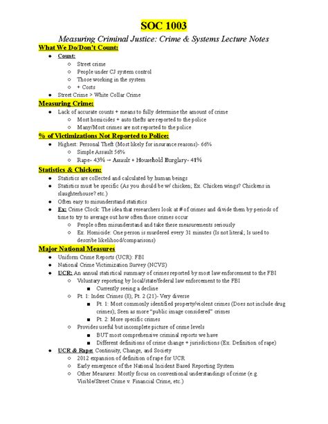 Soc 1003 Measuring Criminal Justice Lecture Notes Measuring Criminal