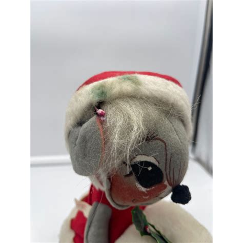 Large Annalee Mobilitee Doll Mouse With Fur Muff 11 Inch 1971 Etsy