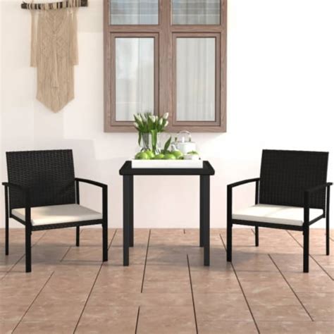 Vidaxl 3 Piece Patio Dining Set Poly Rattan Black 3 Pcs King Soopers