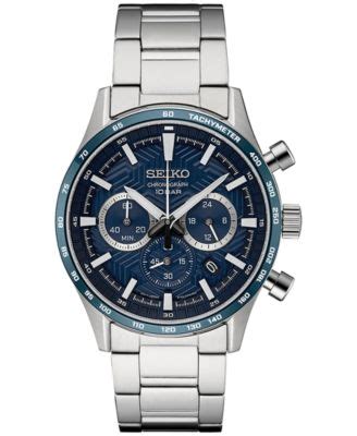Seiko Mens Chronograph Essentials Stainless Steel Bracelet Watch 43mm