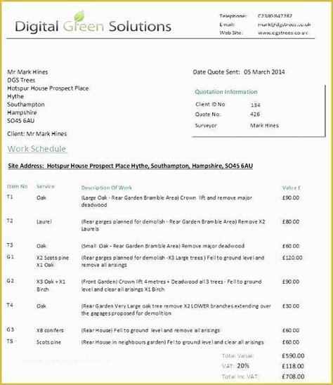 Free Tree Service Invoice Template Of Free Template Estimate Invoice