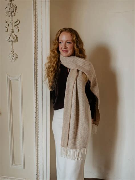 Caramel Rippling Barley Wide Scarf Araminta Campbell
