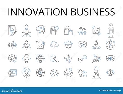 Innovation Business Line Icons Collection Creativity Design Progression Improvement Ingenuity