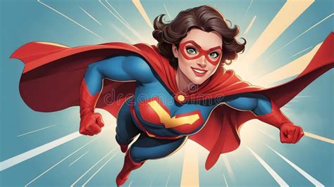 Superhero Mom In Action Comic Style Illustration Powerful Super Mom