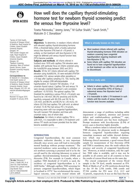 Pdf How Well Does The Capillary Thyroid Stimulating Hormone Test For