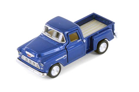 1955 Chevy Stepside Pickup Truck Blue Kinsmart 3002d 1 54 Scale
